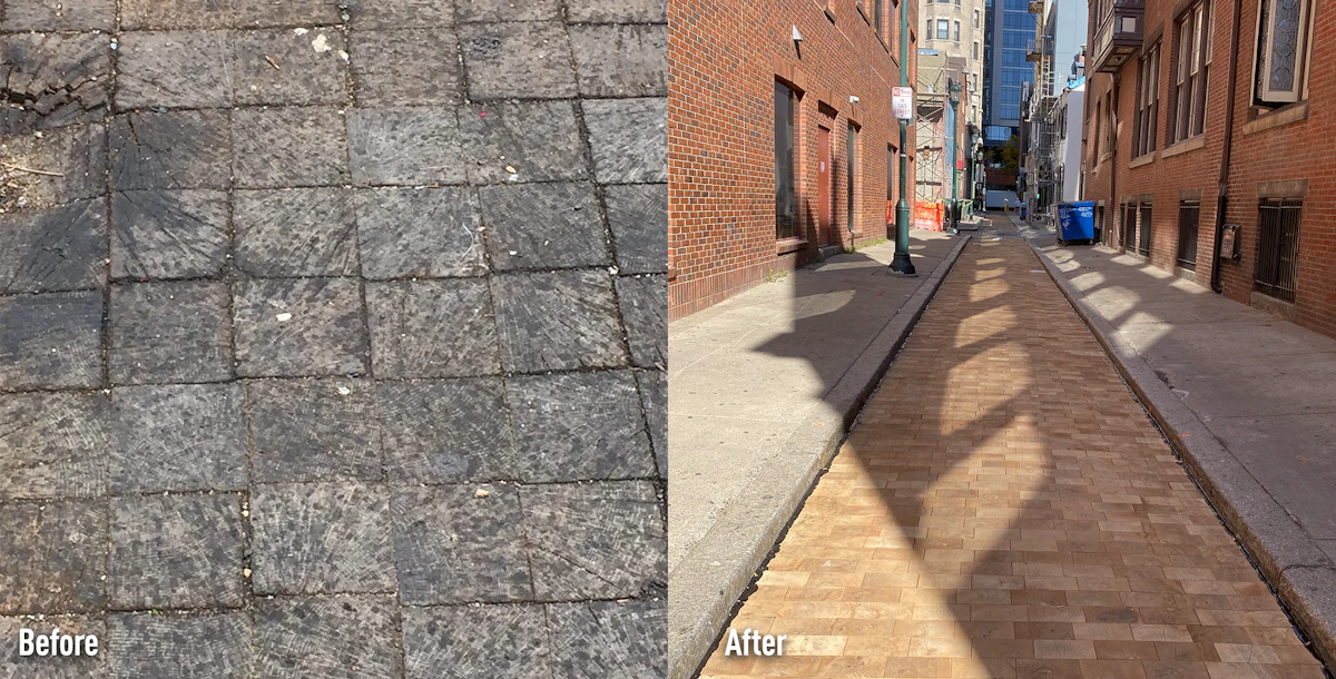 Philadelphia Restores Street to Historic Wood-Block Pavement | Wood ...